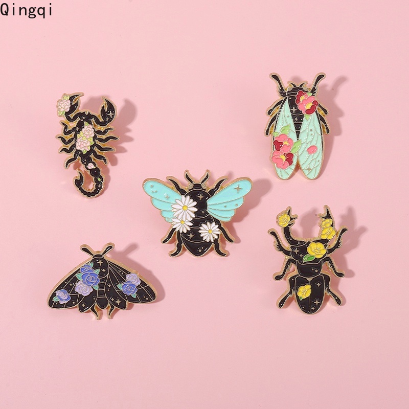 Colorful Insect Enamel Pin Cute Bees Scorpion Beetle Butterfly Brooch ...