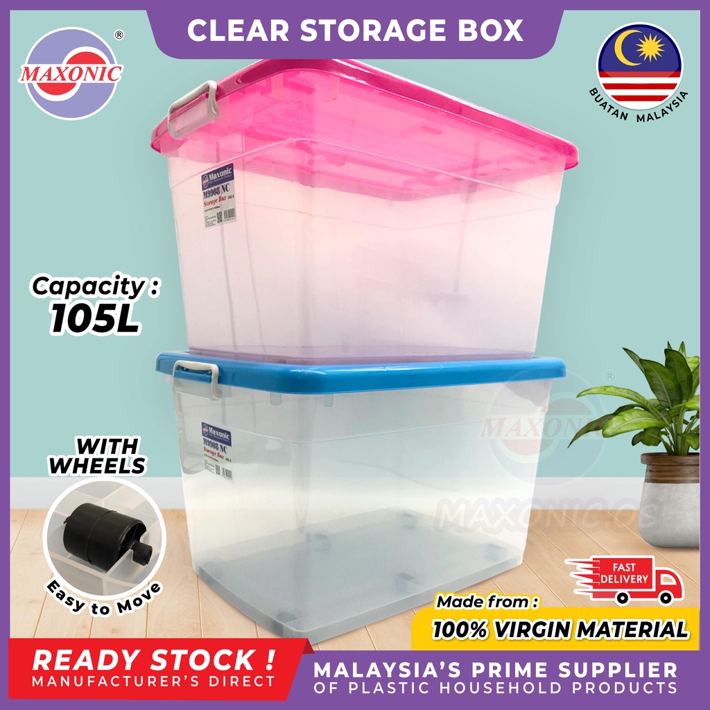 MAXONIC 105L MULTIPURPOSE STORAGE BOX WITH 6 WHEELS | HOME STORAGE ...