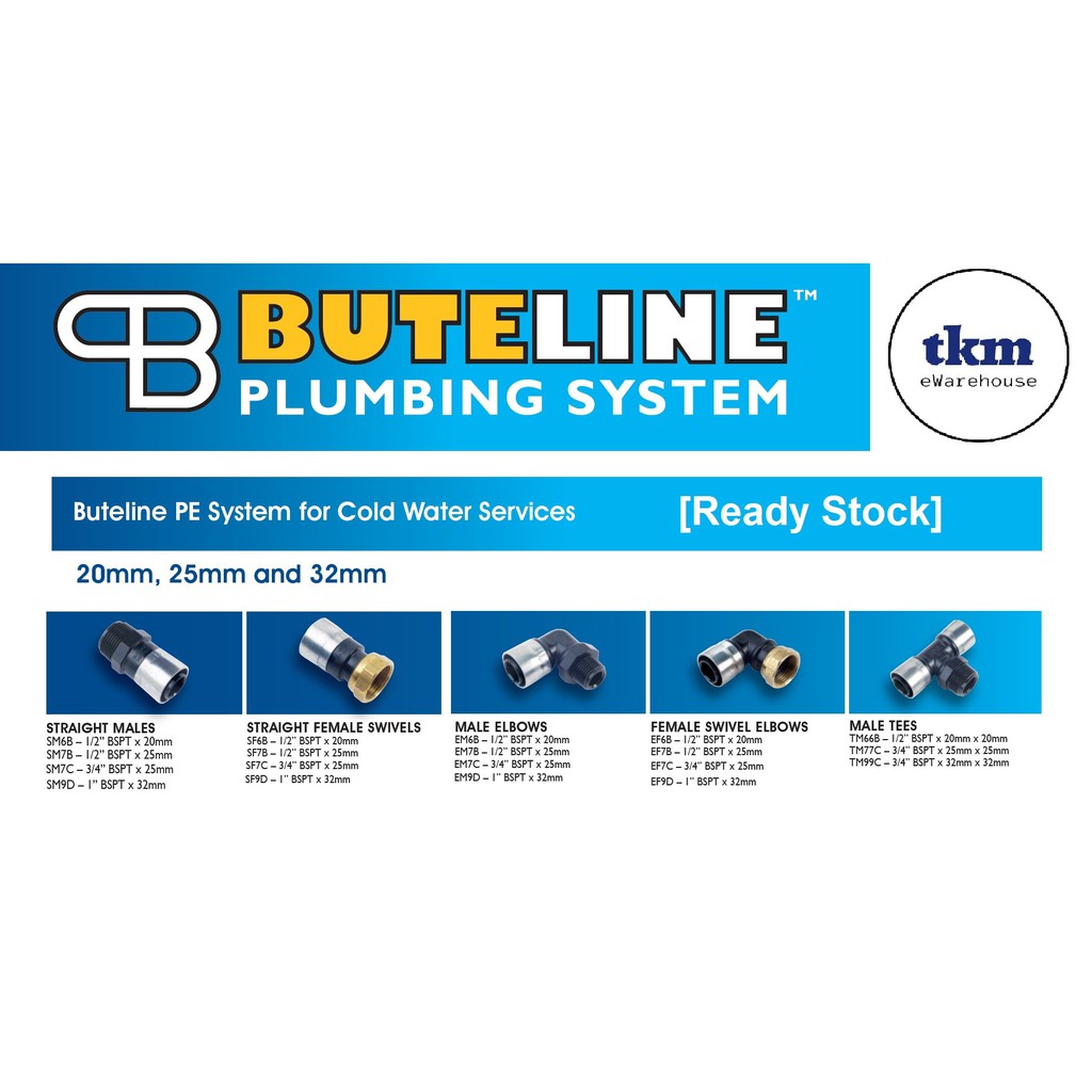 BUTELINE SYSTEM FOR COLD WATER BLACK PIPE 20MM 25MM 32MM 1/2' 3/4" 1 ...