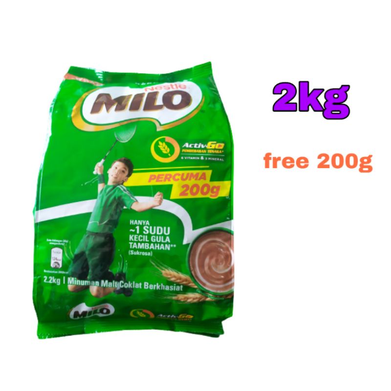 Nestle Milo Activ-go 2kg (Free 200g) | Shopee Malaysia