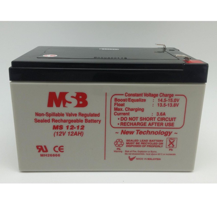 MSB 12V 12AH Rechargeable Sealed Lead Battery (MS12-12) | Shopee Malaysia