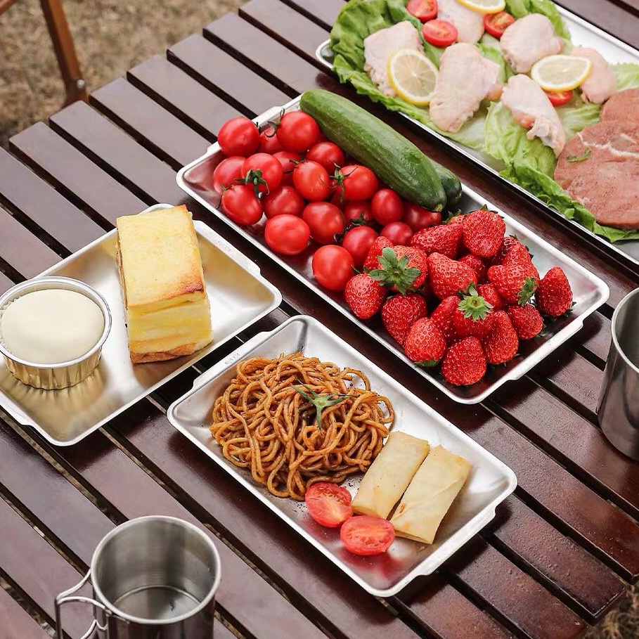 Toffi Stainless Steel Rectangular Tray Korean Food Plate Serving BBQ ...