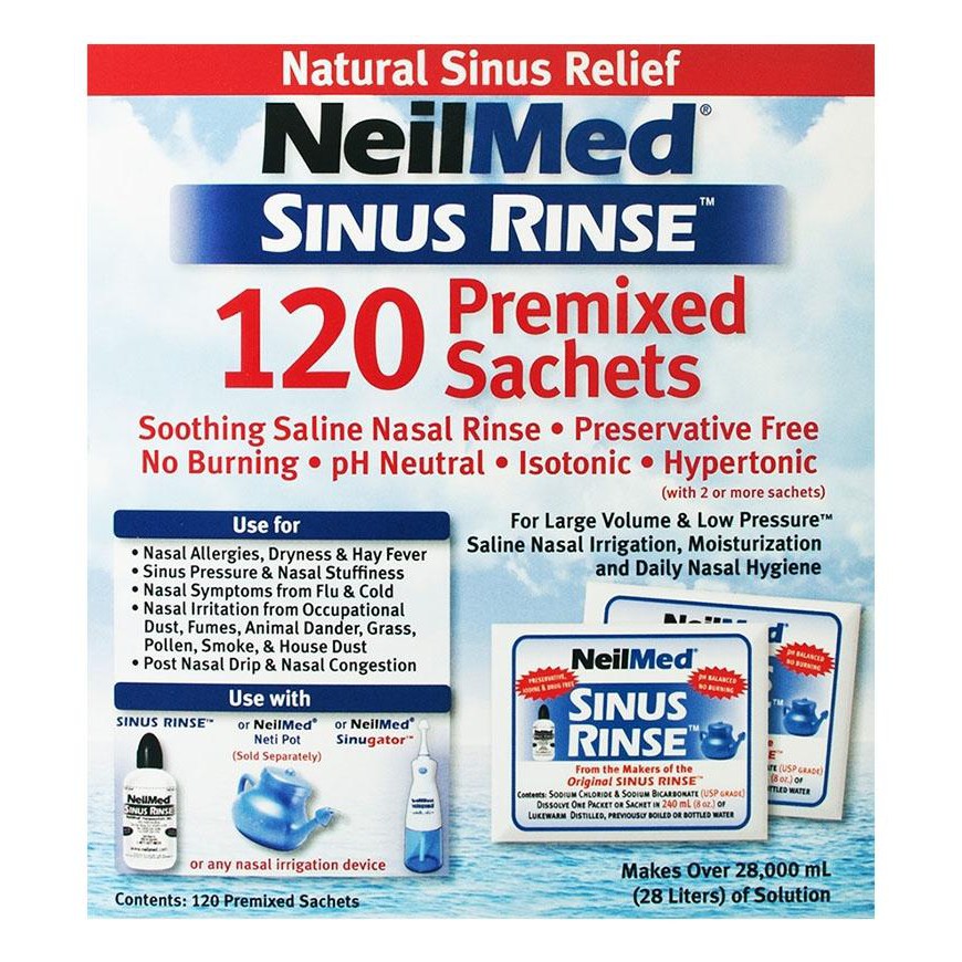 Neilmed Sinus Rinse Premixed Sachets ( 20 Sachets / 60 Sachets / 120 ...