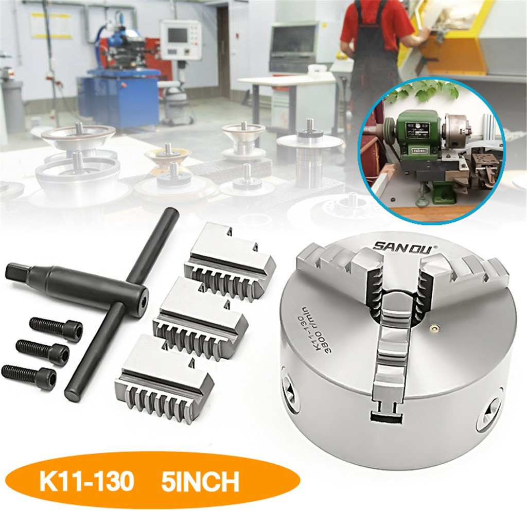 SANOU Brand 3 Jaw Self-Centering Lathe Chuck 130mm Scroll Chuck K11-130 ...