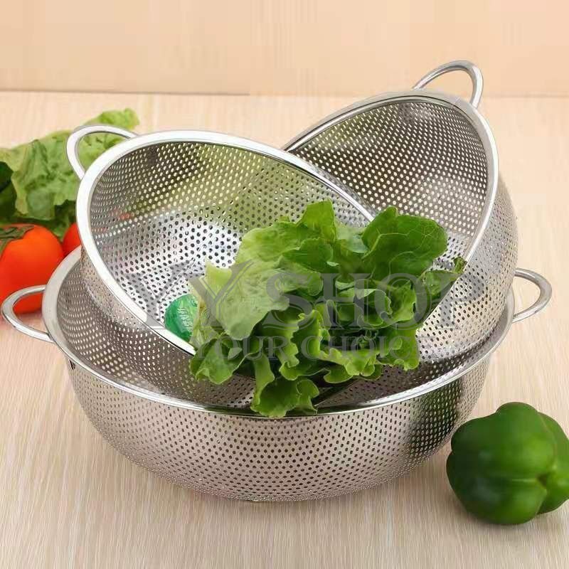 Stainless Steel Colander/Mesh Skimmer With Double-Ear Handle/ Wash ...