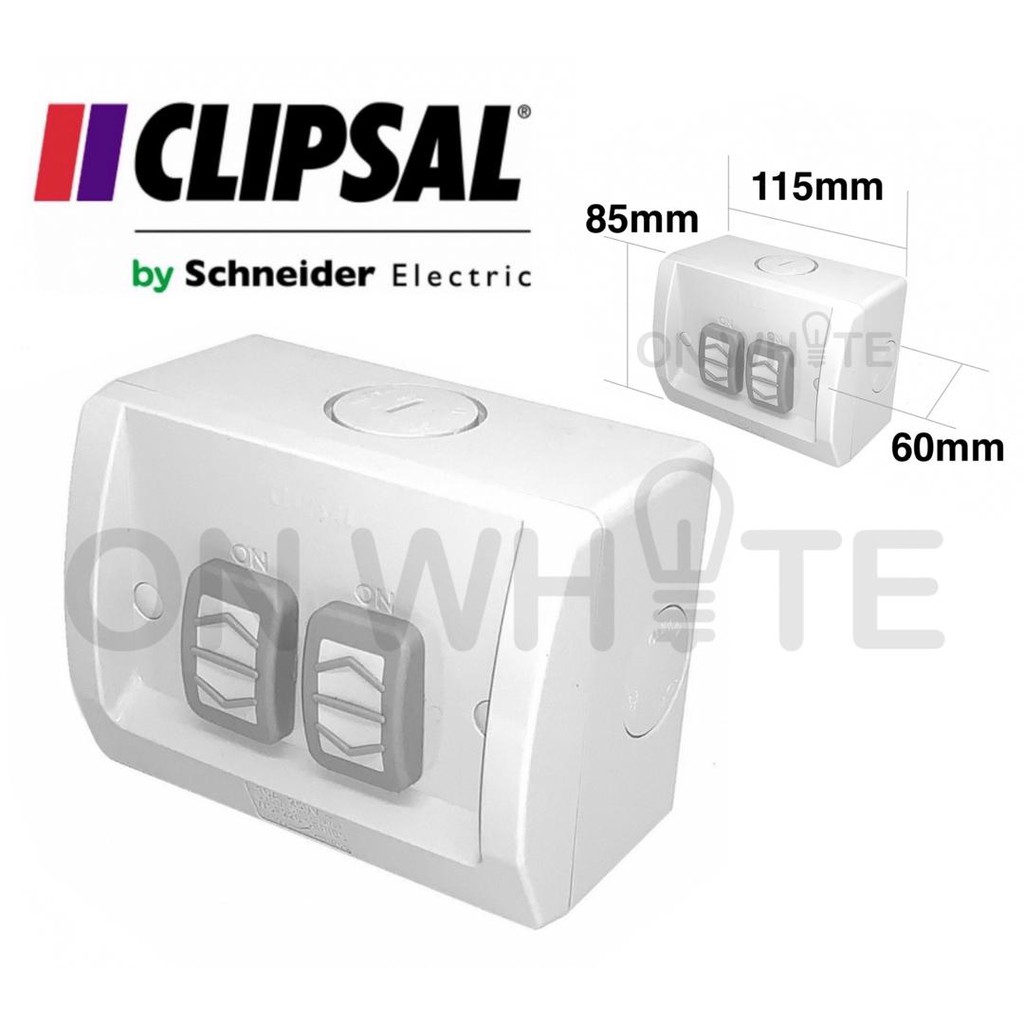 CLIPSAL WEATHER PROOF SWITCH 2GANG 16A / W/PROOF SW 2G ( By SCHNEIDER ...