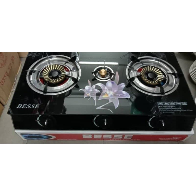 🍁Dapur gas kaca 3 tungku/gas stove with tempered glass cover 🍁 | Shopee ...
