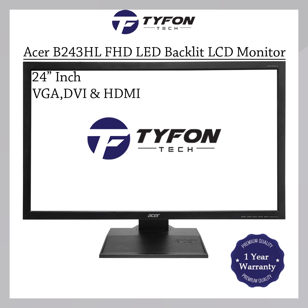 Acer 24" Inch Widescreen Full HD LED Backlit LCD Monitor B243HL ...