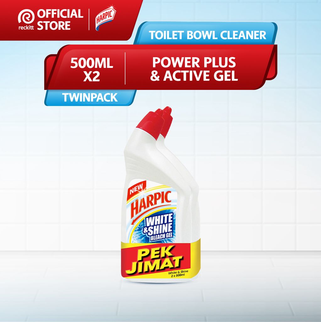 Harpic White & Shine Disinfectant Toilet Cleaner (500ml x 2) | Shopee ...