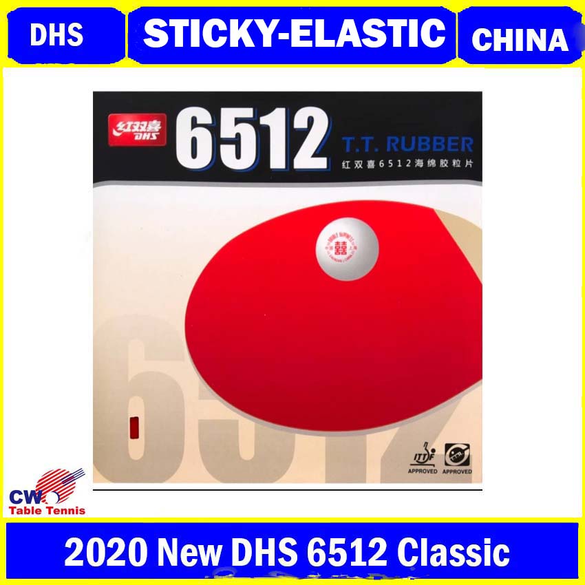 DHS 6512 Classic inverted Sticky-Elastic Rubber Sheet Table Tennis Rubber Ping Pong Getah Licin ...