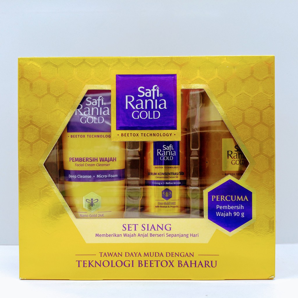 Safi Rania Gold Set Siang Serum 20ml, Toner 100ml, Pembersih 90g [exp20 ...