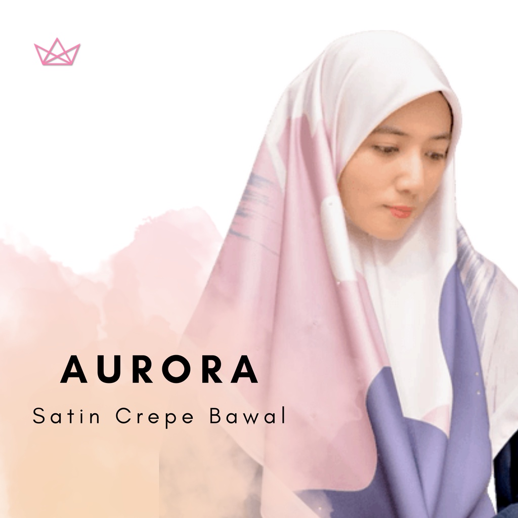 AURORA Satin Crepe Square Scarf (Bawal) | Shopee Malaysia