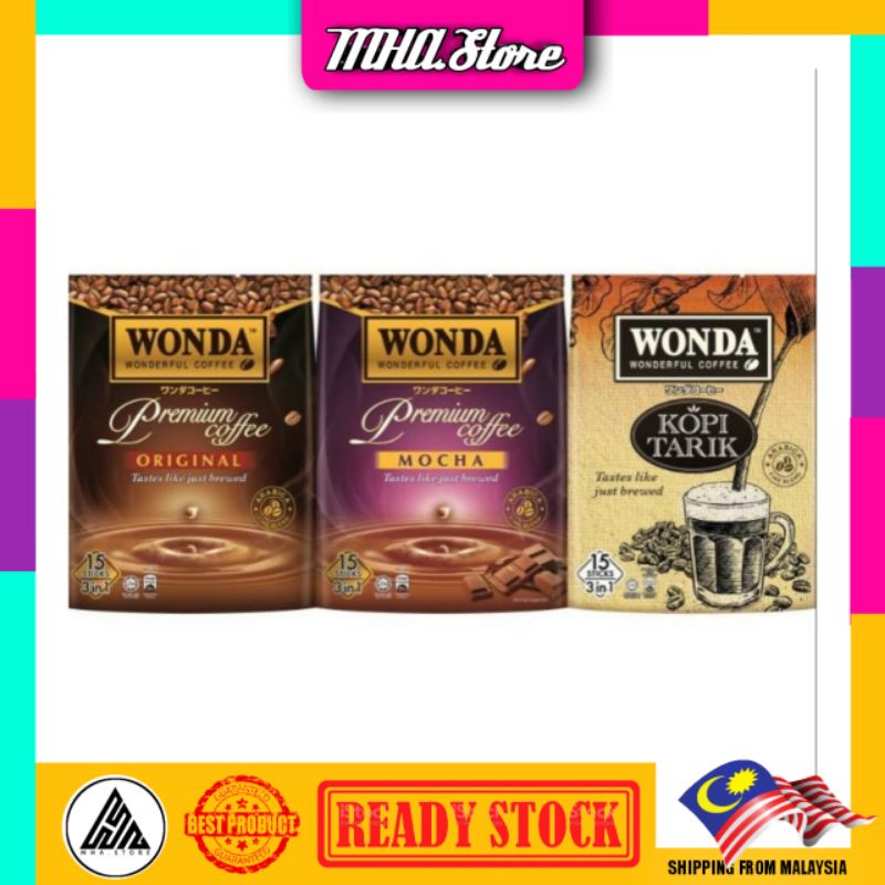 Wonda 3in1 Coffee Mix 25g x 15s ( ORIGINAL, MOCHA, KOPI TARIK) | Shopee ...
