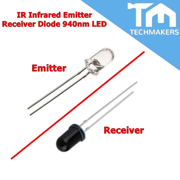 5mm IR Infrared Emitter/Receiver Diode 940nm 940 LED Techmakers ...