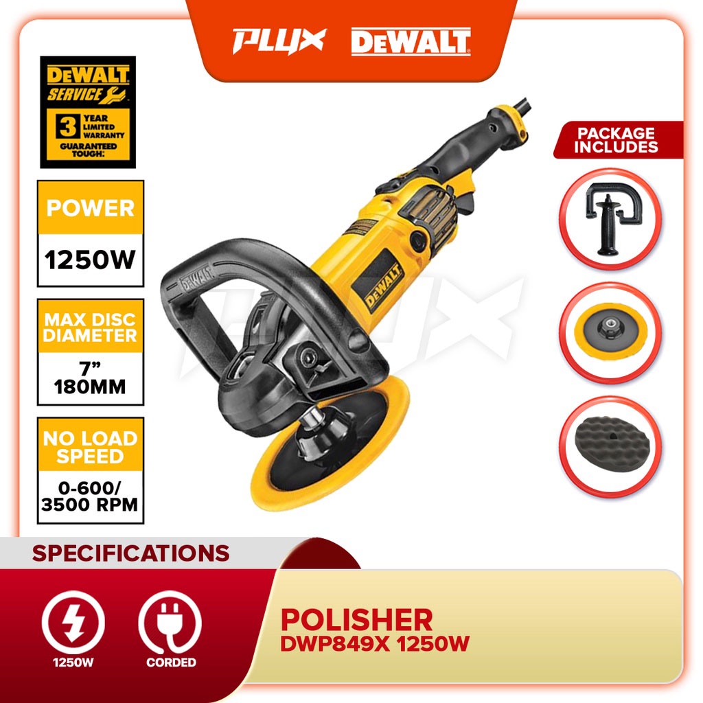 Dewalt DWP849X-B1 1250W 7 / 180mm Polisher ( DWP849X / DWP849 ...