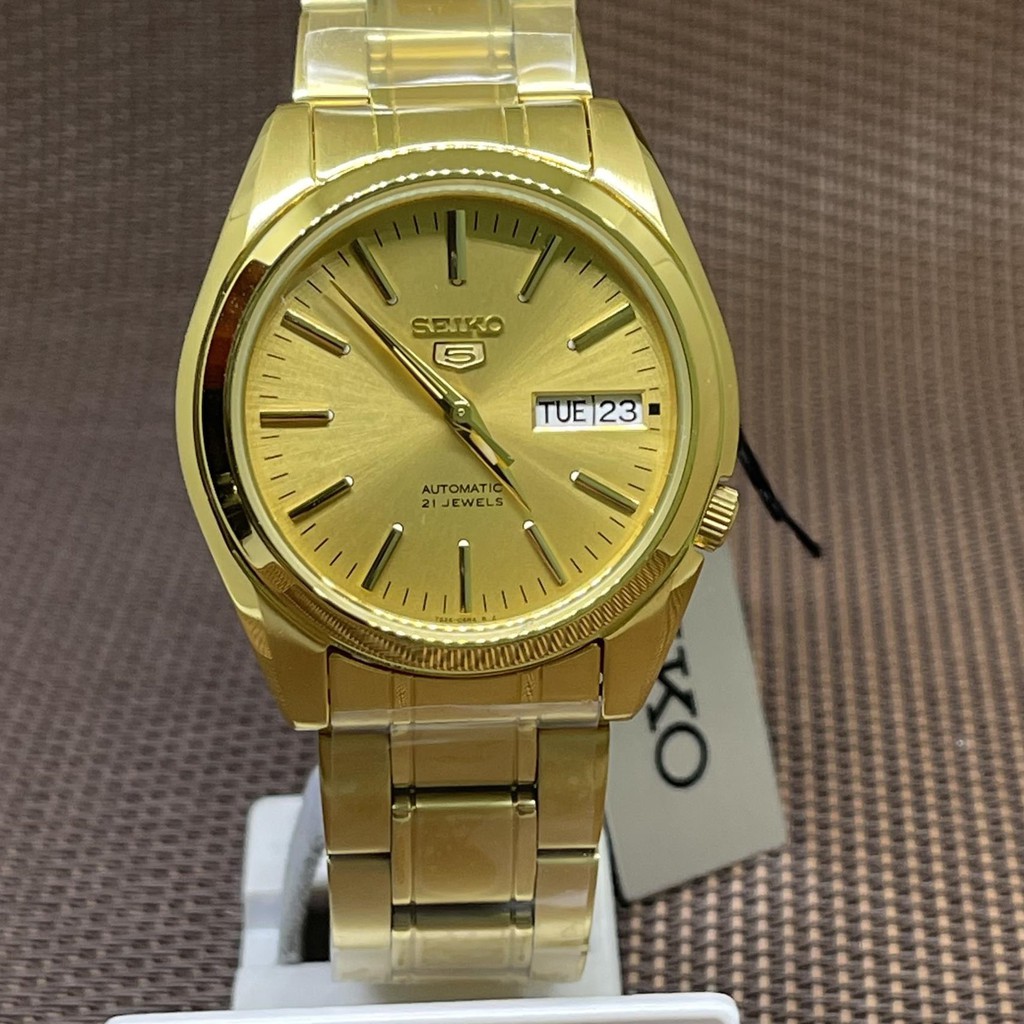Seiko 5 SNKL48K1 Automatic Gold Dial Stainless Steel Men's Analog ...