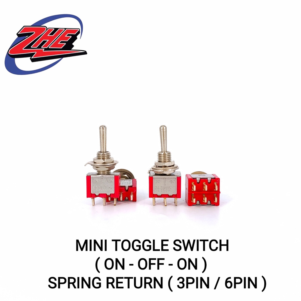 ( 3 OR 6PIN ) SPRING RETURN (ON)-OFF-(ON) MOMENTARY MINI TOGGLE SWITCH ...