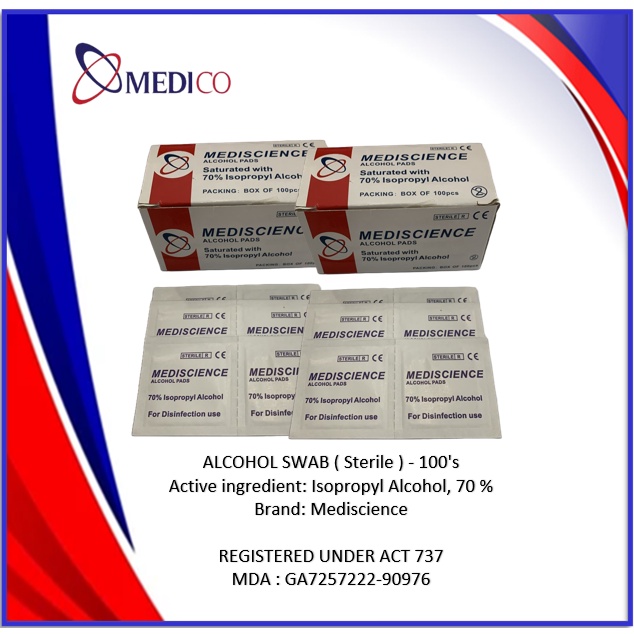 Mediscience Alcohol Swab (Box of 100's) - 1 Box | Shopee Malaysia