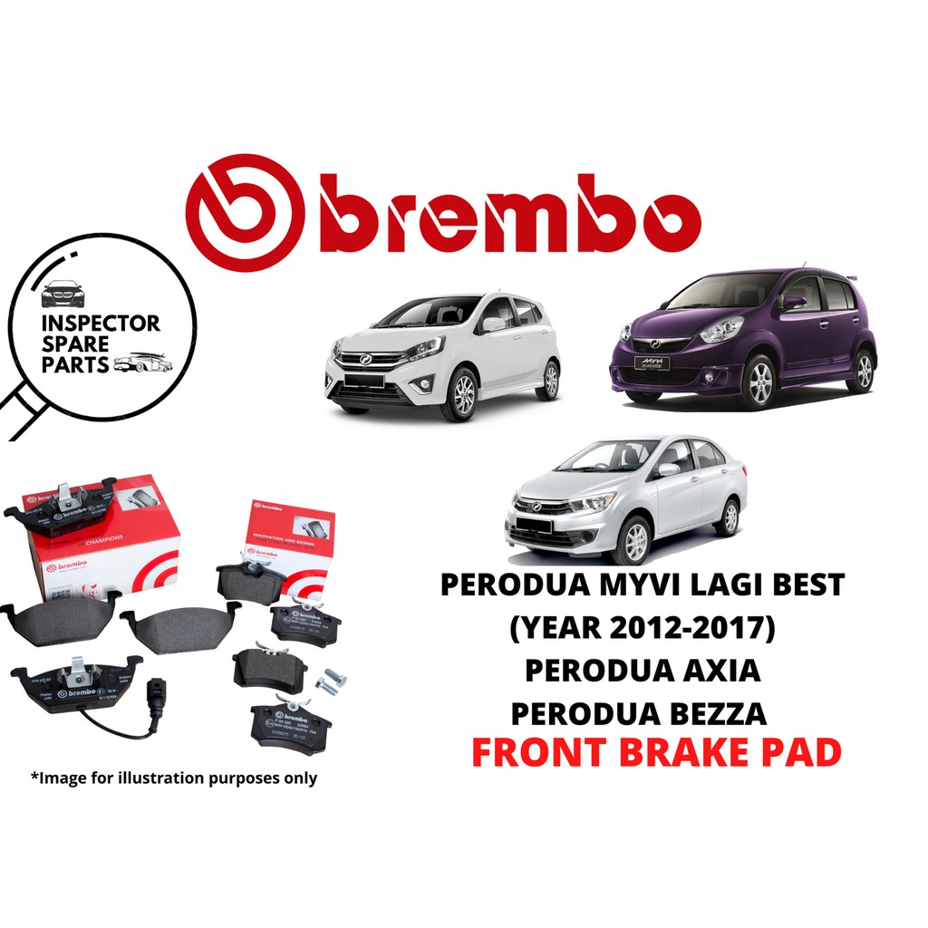 (NAO CERAMIC OR BLACK SHIM) 100% BREMBO PERODUA MYVI LAGI BEST AXIA ...