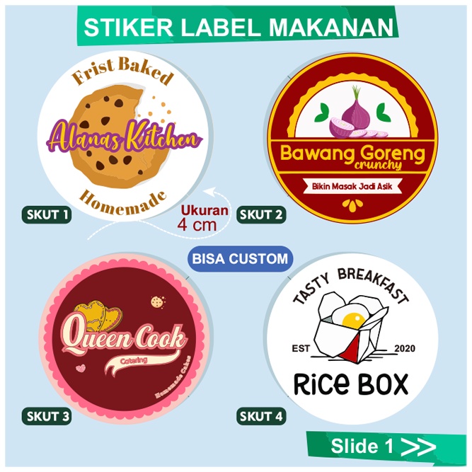 Custom Food LABEL Stickers / LABEL Sticker LOGO cutting Round 4cm A3 ...