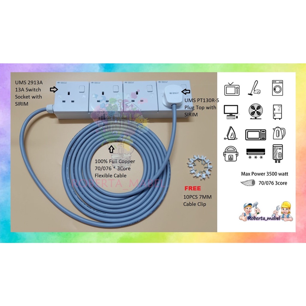 Heavy Duty Extension Trailing Socket With Full Copper 70/076x3core OR ...