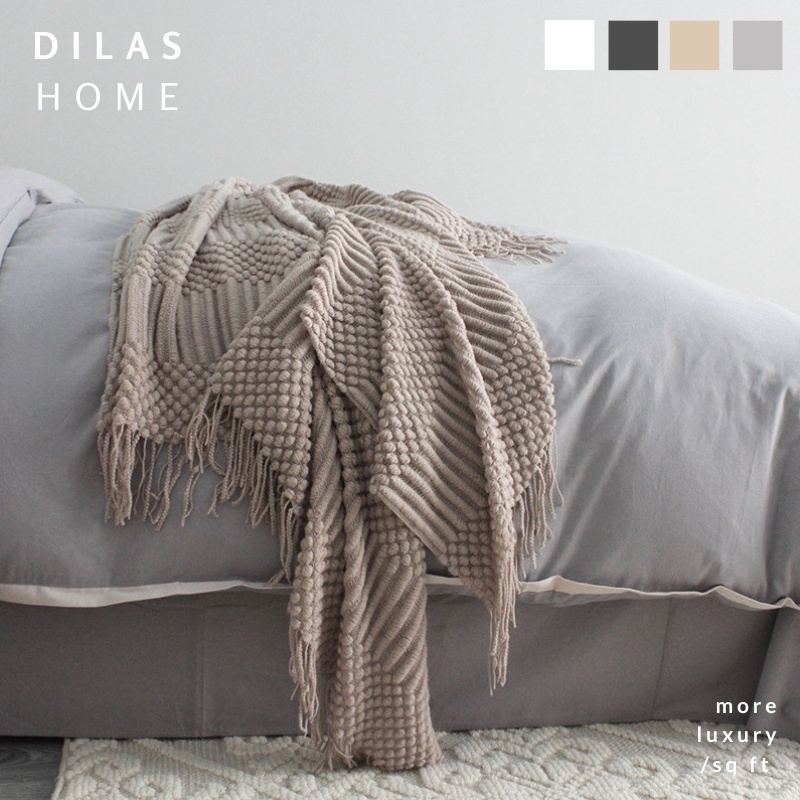 STOCK CLEARANCE DILAS HOME Soft Breathable Fluffy Knit Weave Tassels ...