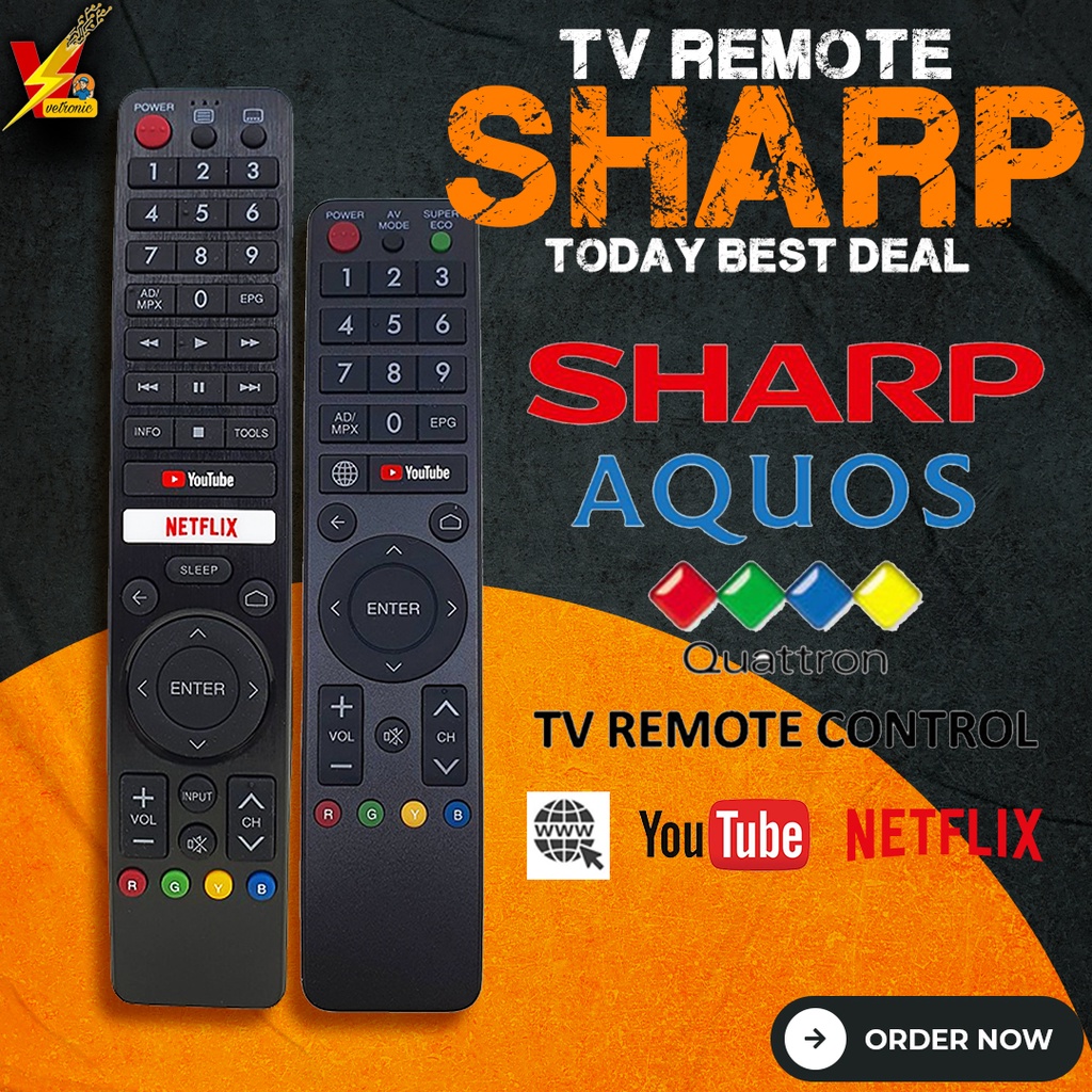 Sharp Led Android Netflix Smart TV Remote Control Compatible With ...