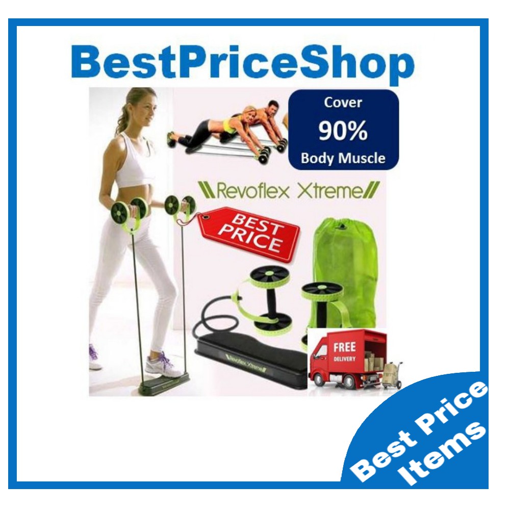 (Complete Set - Ori Grade) BPS High Grade Revoflex Xtreme workout abs wheel - 90% Body Muscles 6 ...