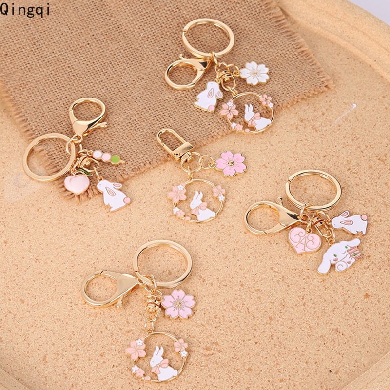 Cartoon Sakura Rabbit Keychain Cat Pendant Backpack Keyring Best Friend ...