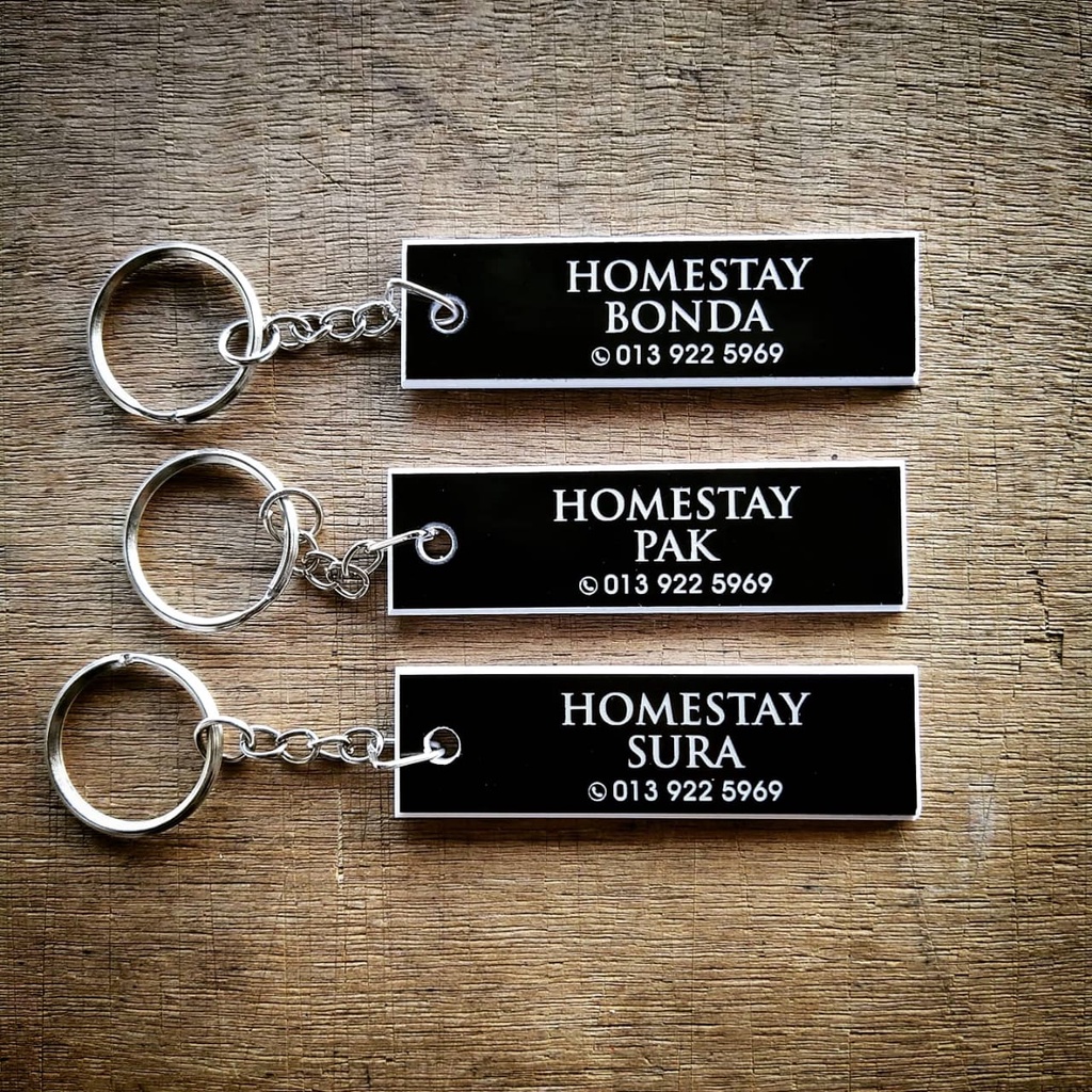 KEYCHAIN NAMETAG ENGRAVED | RUMAH | BILIK | HOMESTAY | NAMA | KUNCI ...