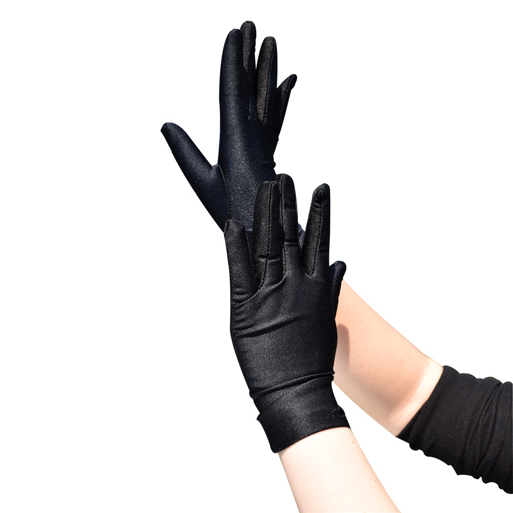 Ladies Short Stretch Satin Spandex Gloves Hand Protection Sunscreen ...