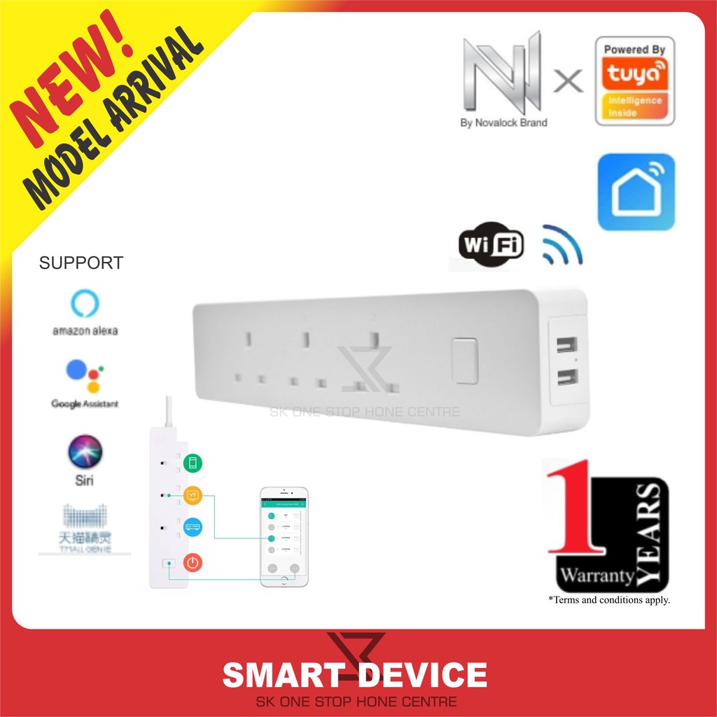 NV SMART Tuya WIFI SMART EXTENSION SOCKET WITH DOUBLE USB CHARGING PORT TUYA Smart Life | Shopee ...