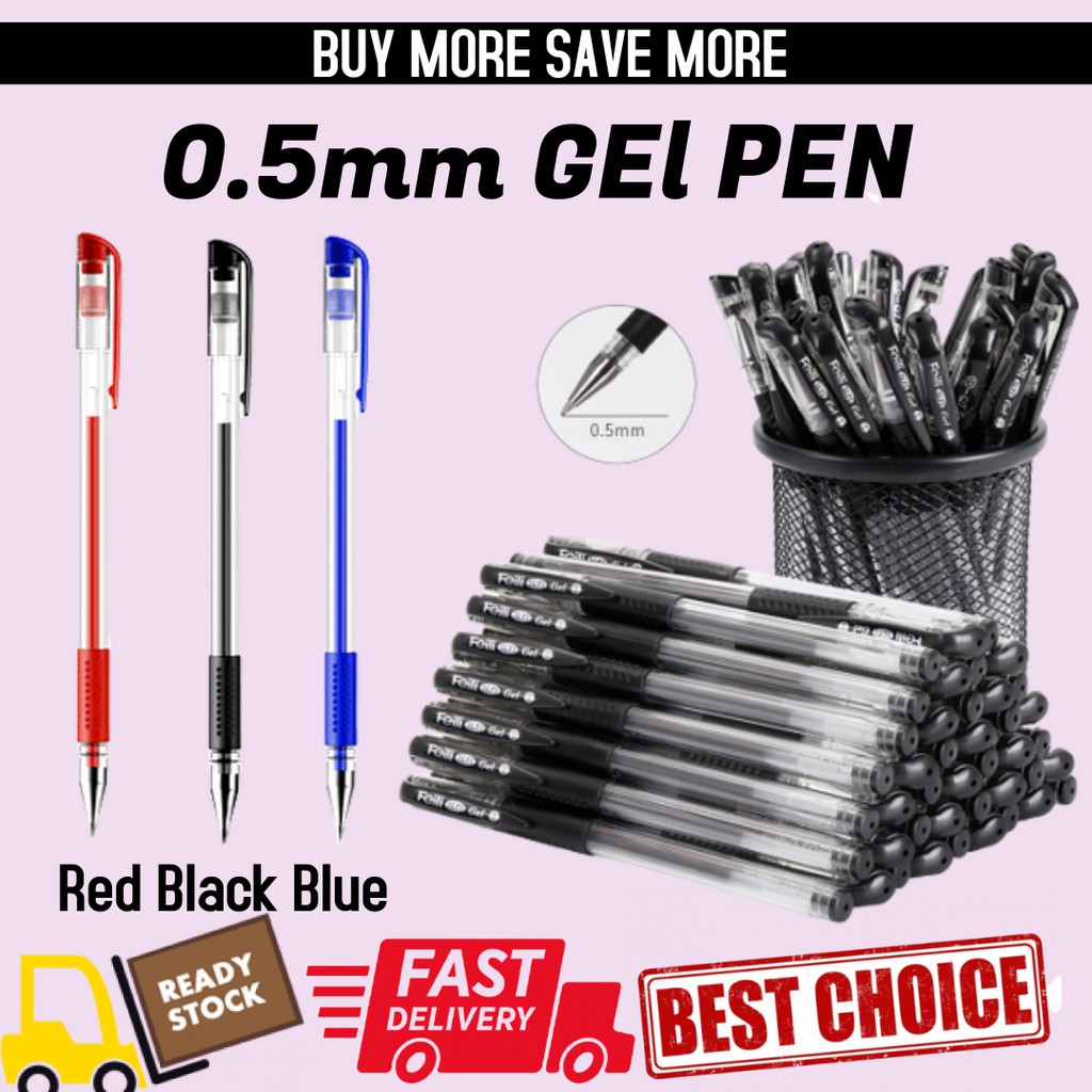 100pcs Gel Pen 0.5mm Black Red Blue Neutral Pen Office Transparent ...