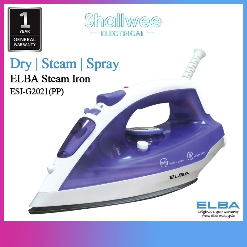 ELBA Steam Iron ESI-G2021(PP) - Dry, Steam & Spray Function, Purple ...