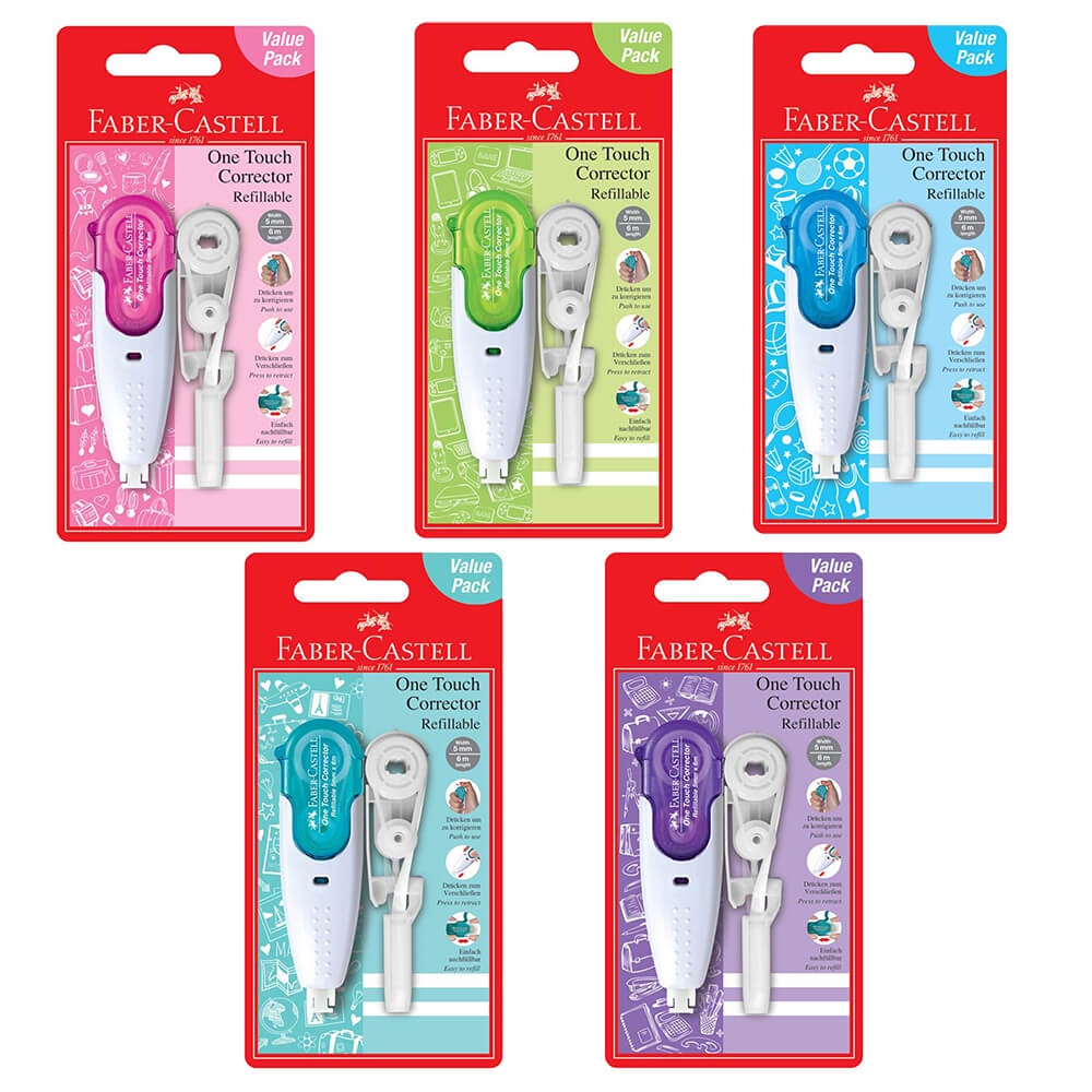 FABER-CASTELL One Touch Correction Tape With Refill Set (Random Colour ...