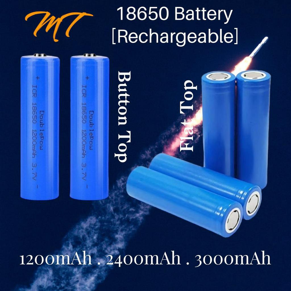 Rechargeable 18650 Lithium Ion 3.7V Battery [1200/2400/3000mAh] - Flat ...