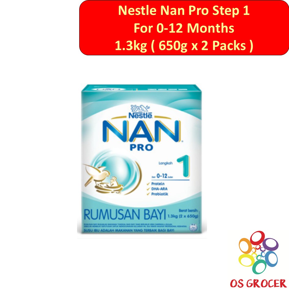 Nestle Nan Pro Step 1 For 0-12 months 1.2kg ( 600g x 2 Packs ) | Shopee ...