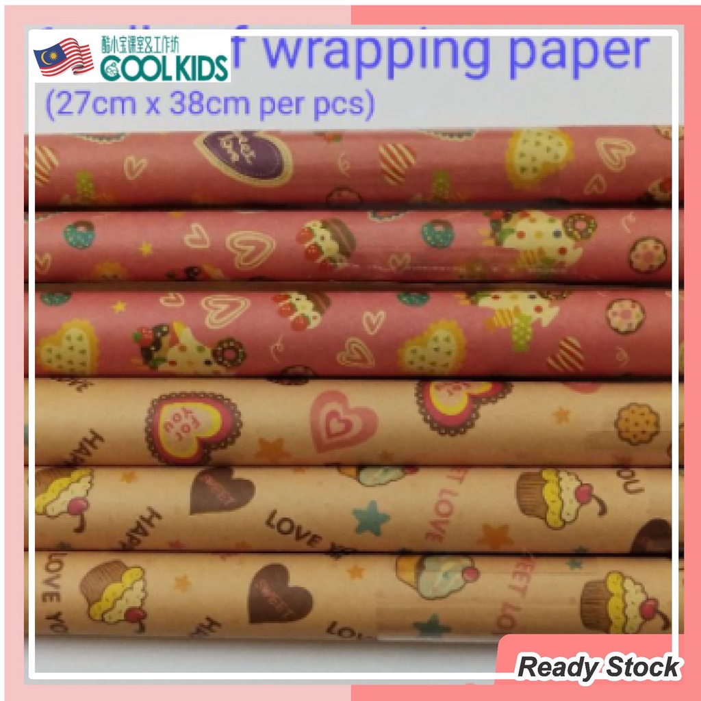 🎁READY STOCK🎁Wrapping paper/Kertas hadiah/Craft paper/Pack of 6 ...