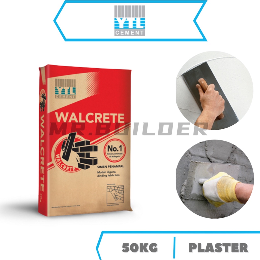 YTL (50KG) Walcrete Plastering Cement Interior Exterior Simen Plastar ...