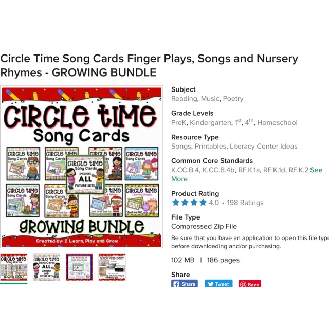 Printable *Circle time Song Cards Finger Play, Songs and Nursery Rhymes ...
