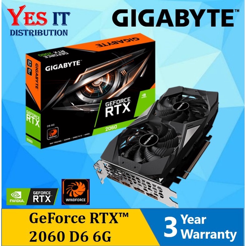 GIGABYTE GeForce RTX 2060 D6 6G GDDR6 GRAPHIC CARD (GV-N2060D6-6GD ...