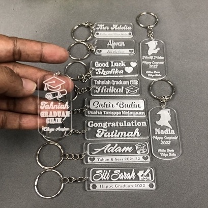 Keychain Acrylic Laser Engrave Custom Student Nama Keychain Nama ...