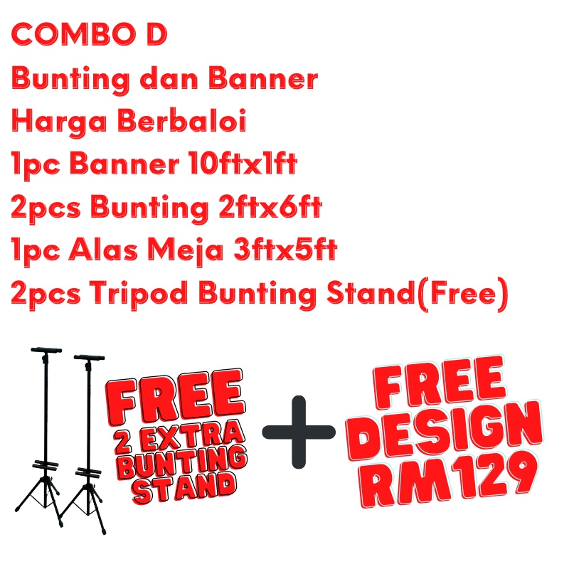 Banner Bunting Printing (Wood/Eyelets/PVC/Pocket/Kosong) Harga Berbaloi ...