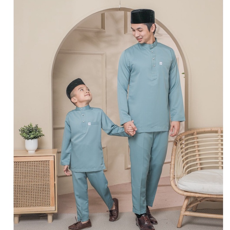 Baju Melayu SlimFit Dewasa Dan Budak [ Smoke Blue ] | Shopee Malaysia