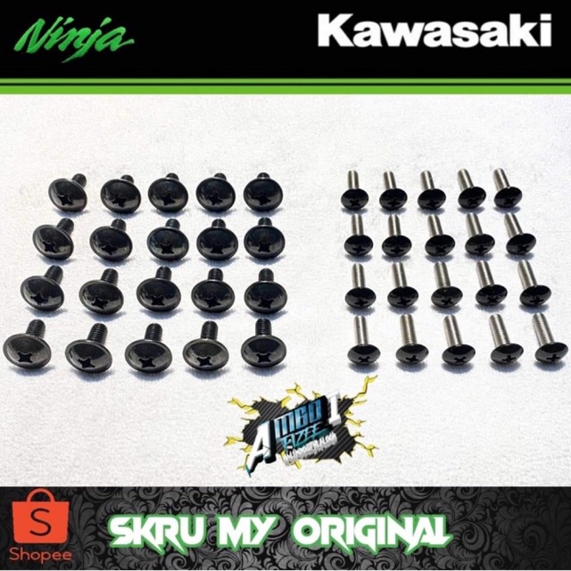 KAWASAKI RR 150/ZX 150 SKRU & GETAH NUT SKRU COVERSET MALAYSIA ORIGINAL ...