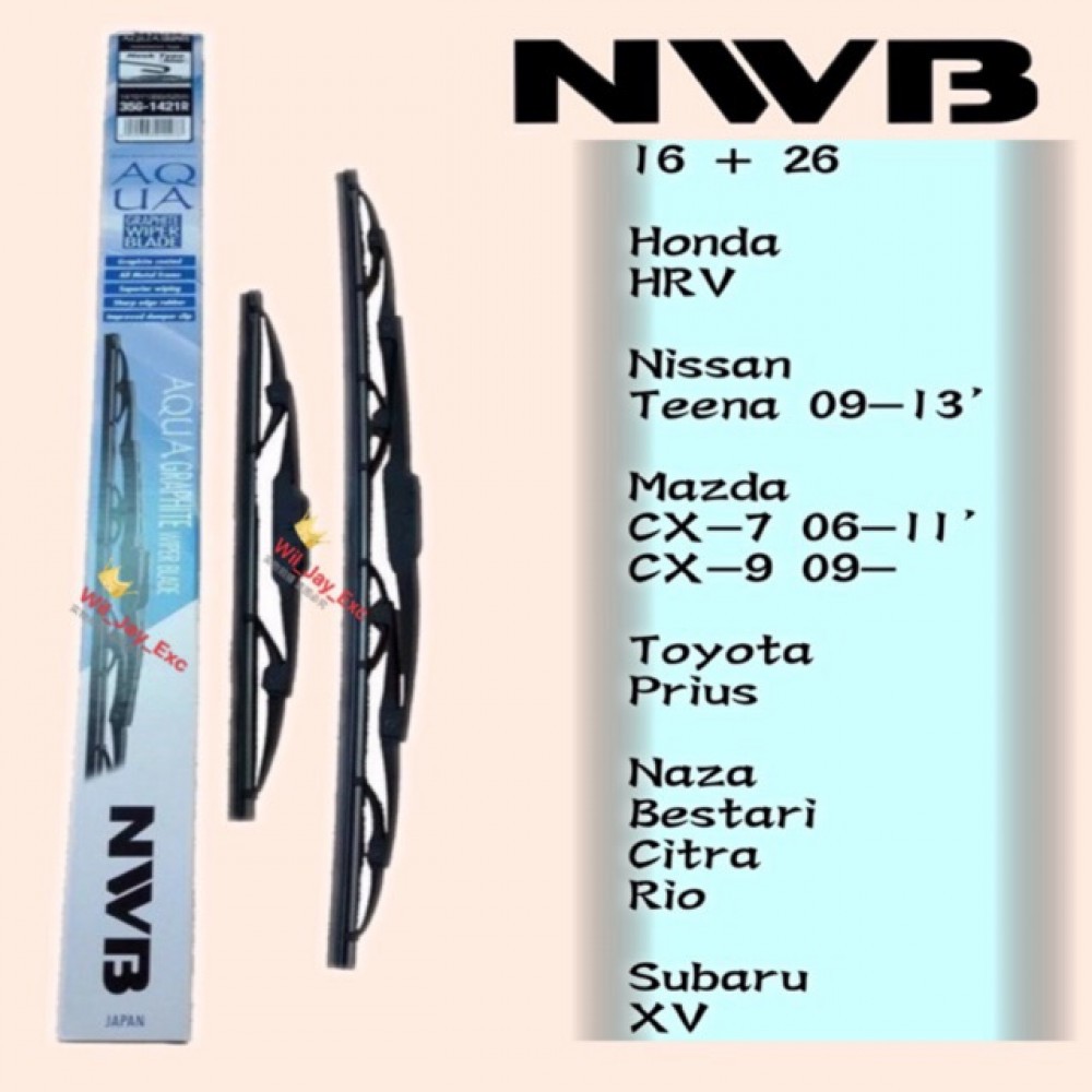 NWB GRAPHITE WIPER 16+26 BLADE AQUA JAPAN (16"+26") HRV ,PRIUS, XV, TEANA) | Shopee Malaysia