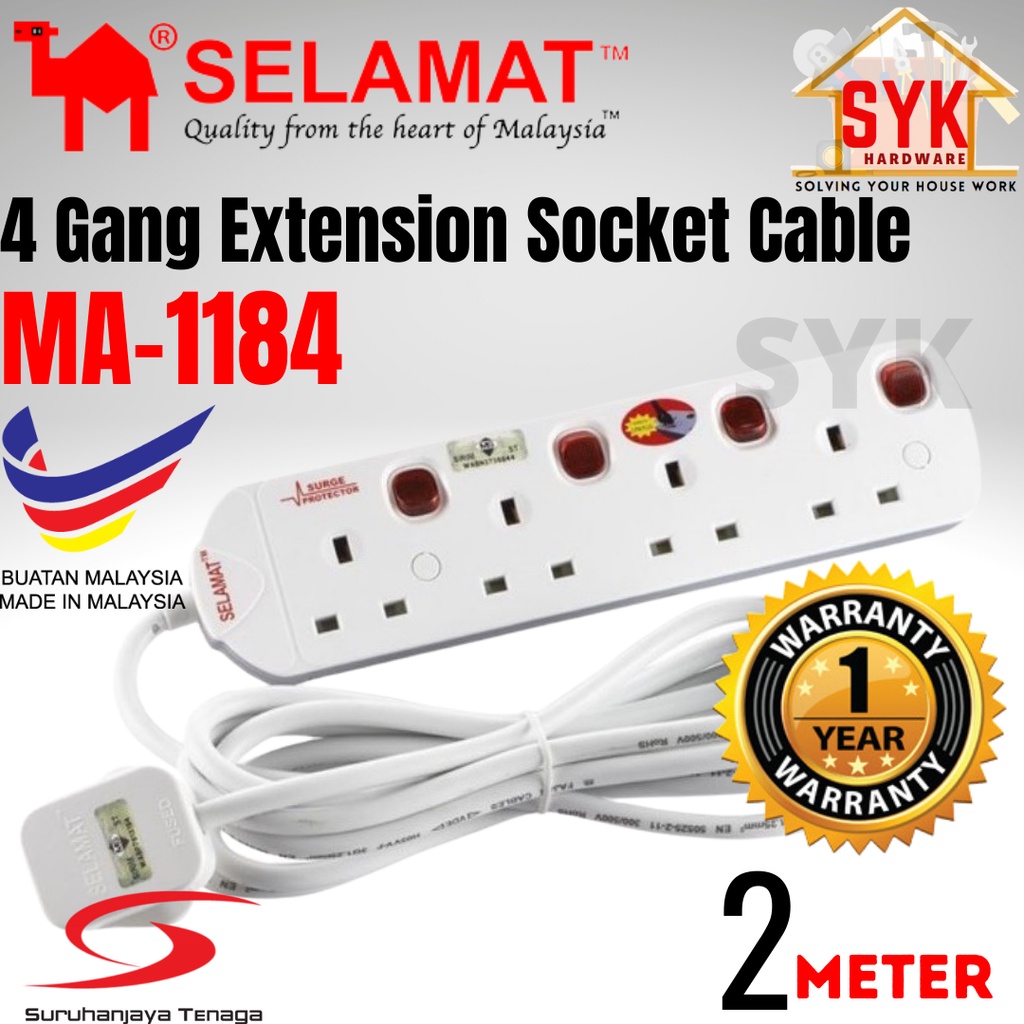 SYK SELAMAT Extension Portable Trailing Socket (SIRIM) Extension Socket ...