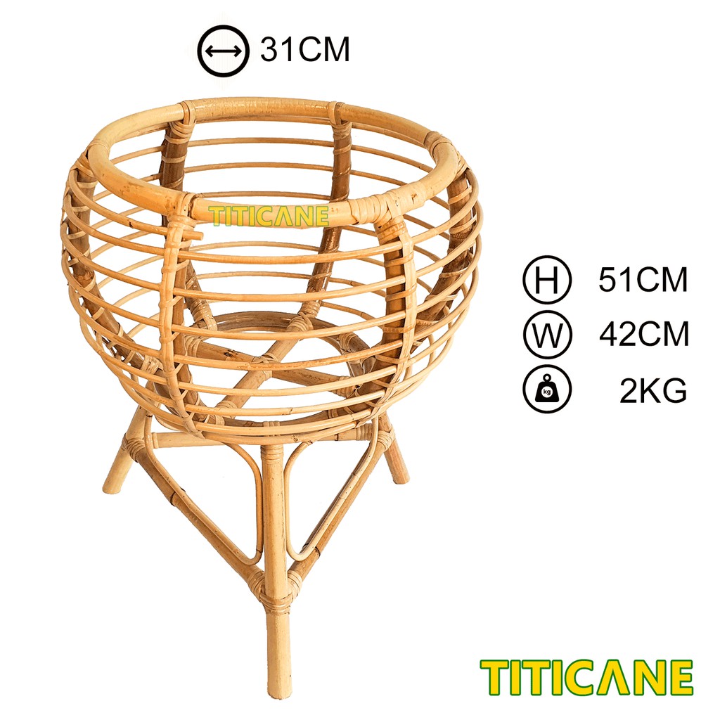 TITICANE Flower Pot Stand Rack [ Rak Pasu Bunga Rotan ] [ Rattan ...
