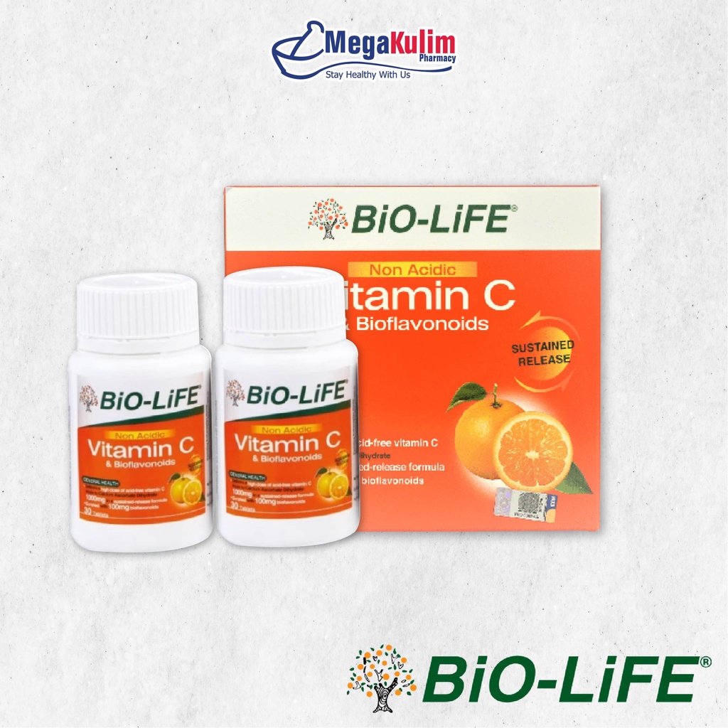 Biolife Non Acidic Vitamin C & Bioflavonoids (2X30 Tab / 2X90 Tab ...