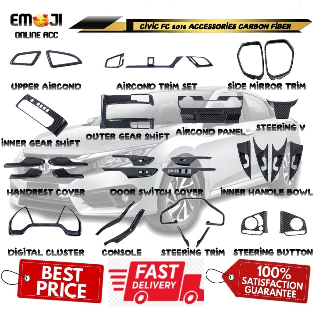 Honda Civic FC 2014 - 2020 Accessories Aircond Gear Shift Door Switch ...